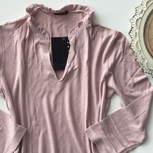 Sisley | Tops | Sisley Long Sleeves Ruffled Top Tee | Poshmark